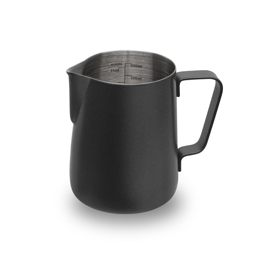 watchget Stainless Steel Milk Frothing Pitcher 12oz/350ml, Black ...