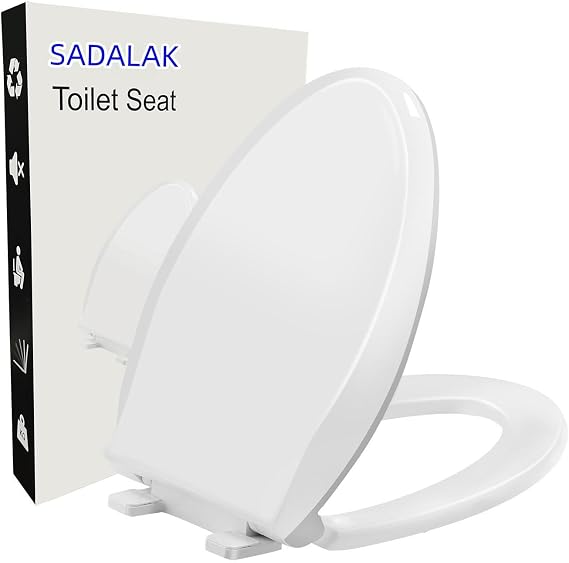 SADALAK Elongated Toilet Seat with Quick Release for Easy Install and ...