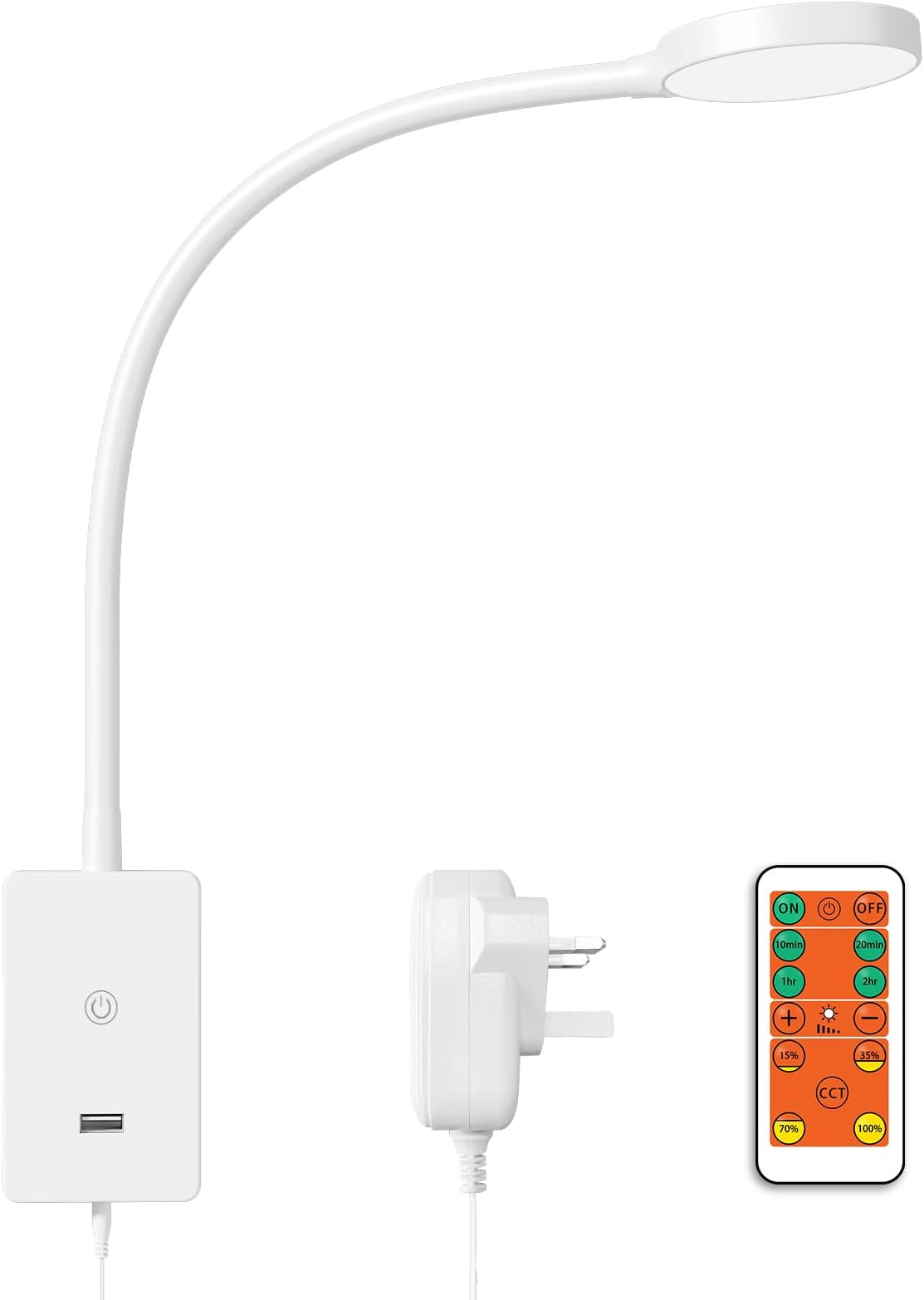 ENUOTEK LED Wall Mount Reading Lamp for Bedroom, Remote Control Black ...