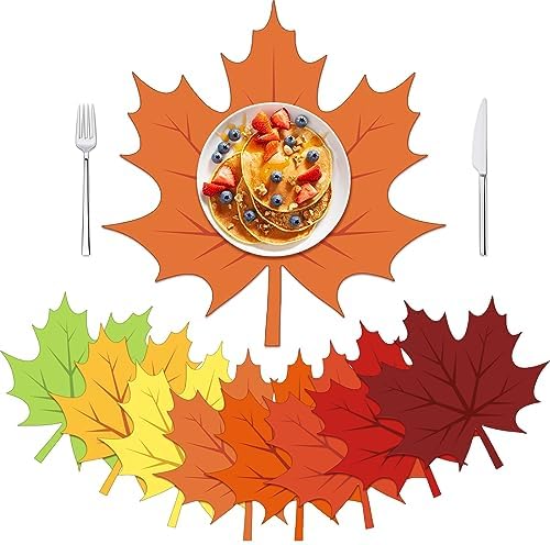 Amazon.com: AnyDesign Fall Maple Leaf Paper Place Mats 60Pcs Glitter ...