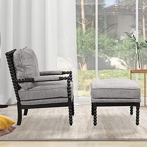Amazon.com: Velvet Spindle Accent Chair with Ottoman, Vintage Frame ...