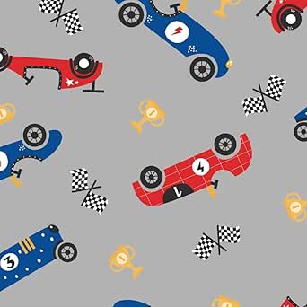 Amazon.com: Toy Race Cars on Gray Comfy Cotton Flannel Fabric by The ...