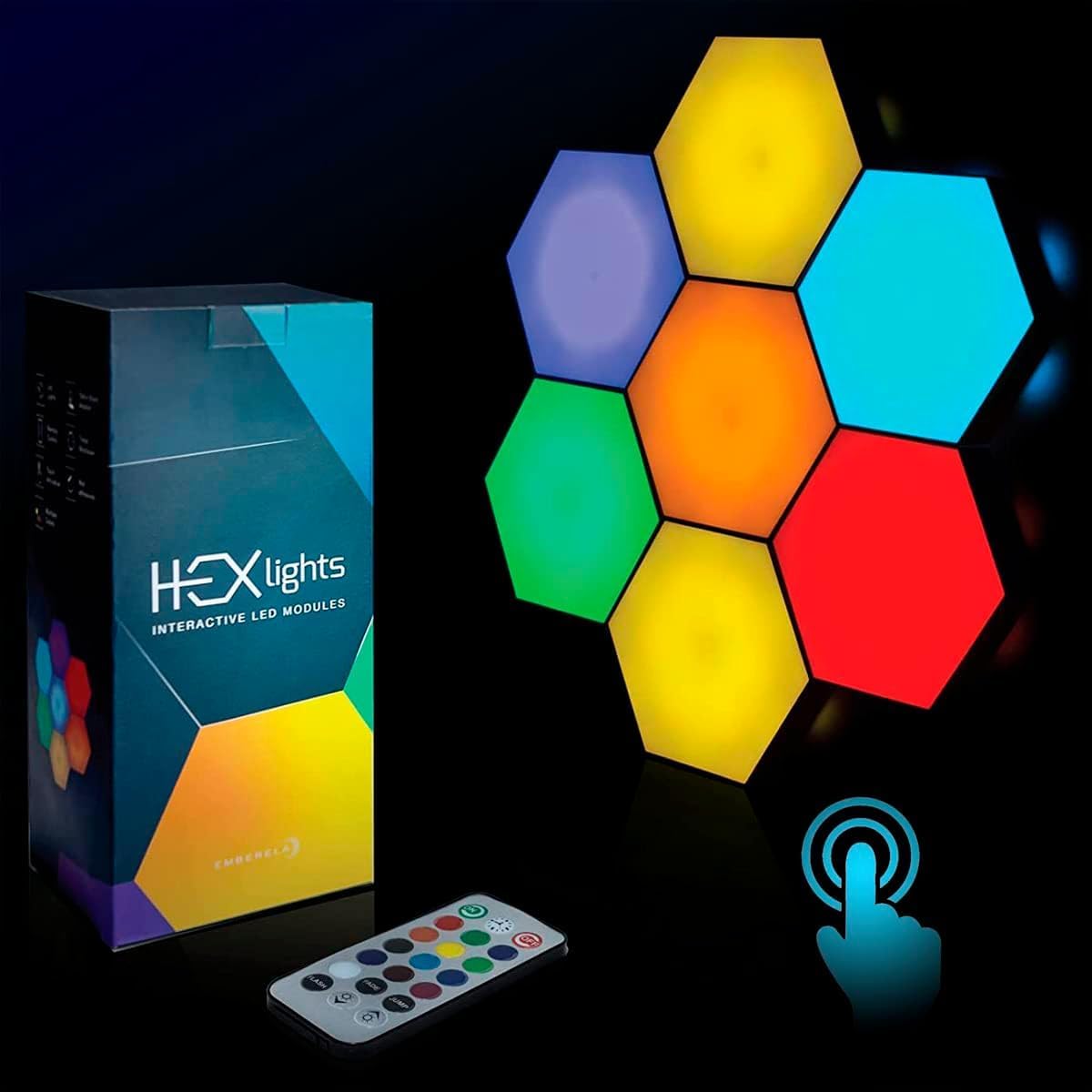 HEXlights Hexagon Wall Lights, Premium Set of Touch & Remote Controlled ...
