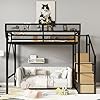 Amazon.com: SOFTSEA Queen Size Loft Bed with Stairs, Heavy-Duty Metal ...