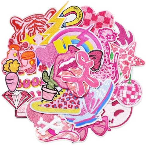 Amazon.com: 40Pcs Embroidered Preppy Iron on Patches, Pink Iron On ...