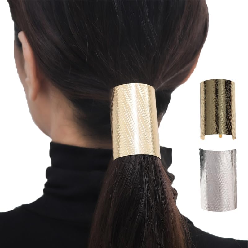 Amazon.com : E EMZHOLE 2 Pcs Metal Ponytail Hair Ring for Long Hair ...