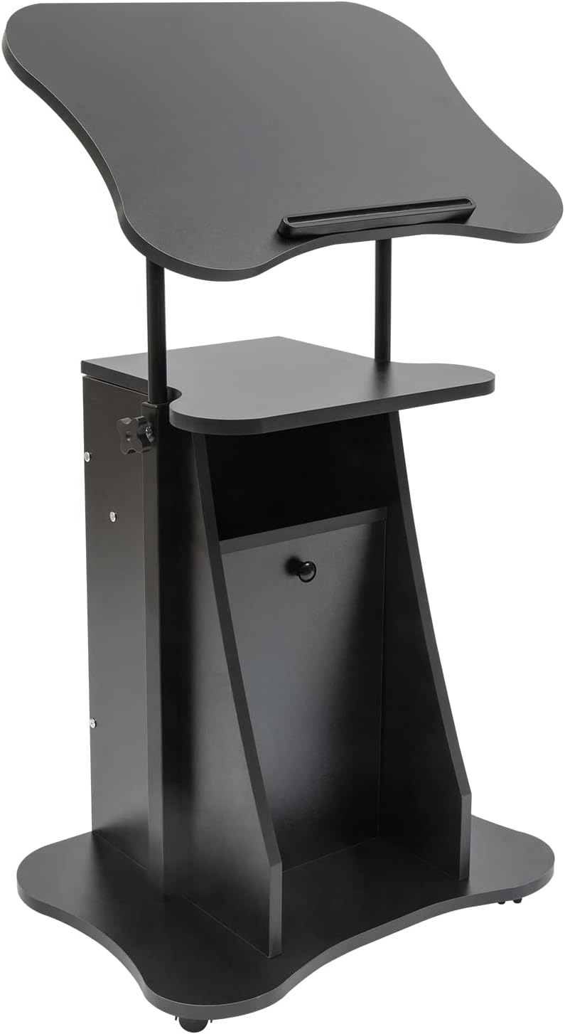Amazon.com: OUKANING Mobile Laptop Podium on Wheels Laptop Desk with ...