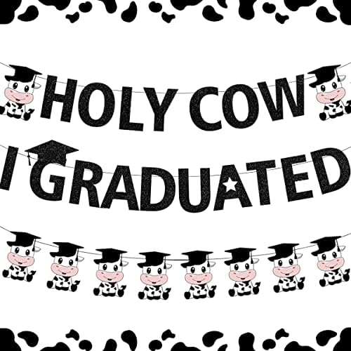 Amazon.com: Cow Graduation Banner Holy Cow I Graduated Banner, Cow ...