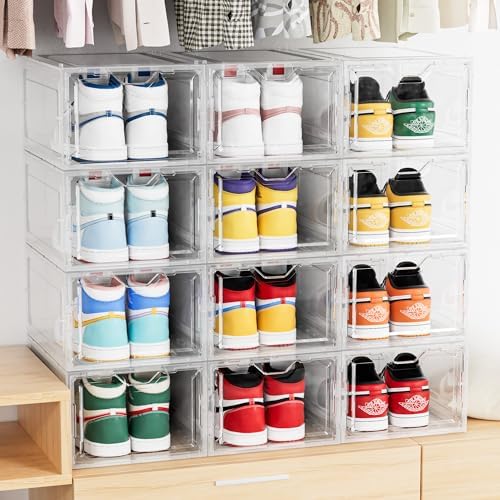Amazon.com: Delamu Large & Sturdy Clear Shoe Storage Organizer ...