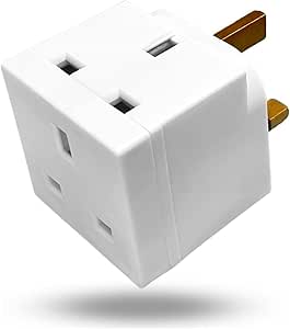 2 Way Double Plug Adaptor - Cube Electric Double Adapter Plug UK - Plug ...