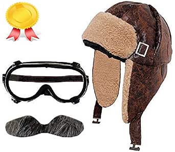 Mega_JumbleSale® Biggles Aviator RAF Pilot Flying Man - Mustache, Hat ...