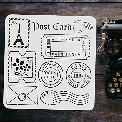 FINGERINSPIRE Paris Postage Stencil 30x30cm Large French Post Stamp ...