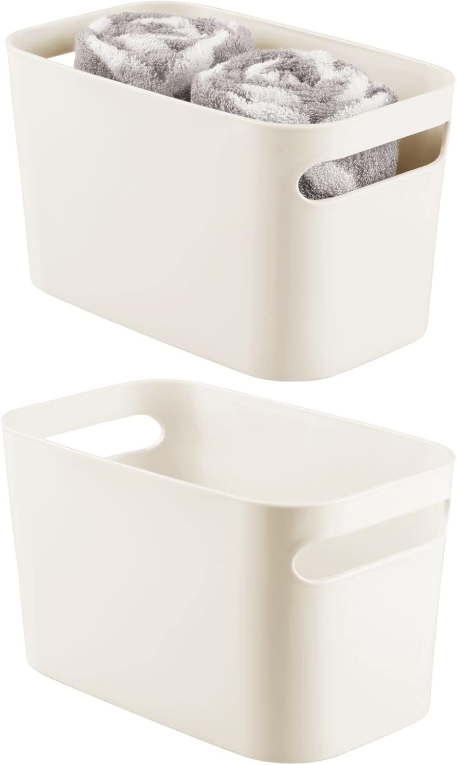 Amazon.com: mDesign Deep Plastic Bath Bin with Handles - Storage ...