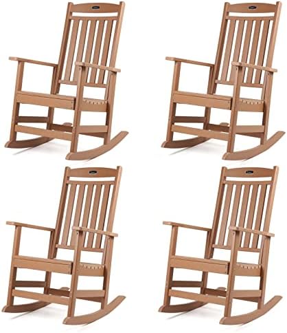 Amazon.com: FUNBERRY Outdoor Rocking Chairs Set of 4, HDPE All Weather ...