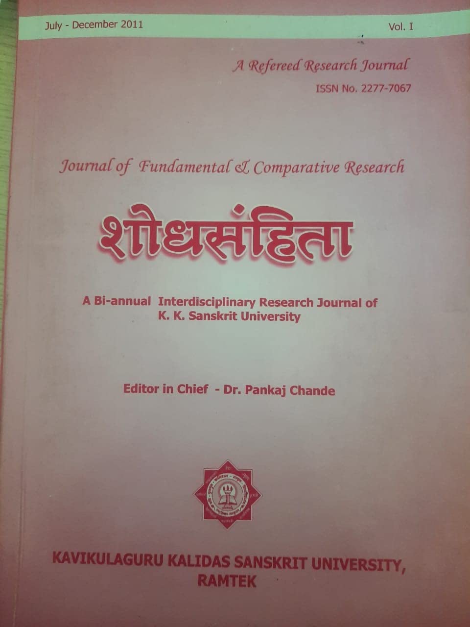 Journal of Fundamental & Comparative Research ShodhSamhita : Dr ...