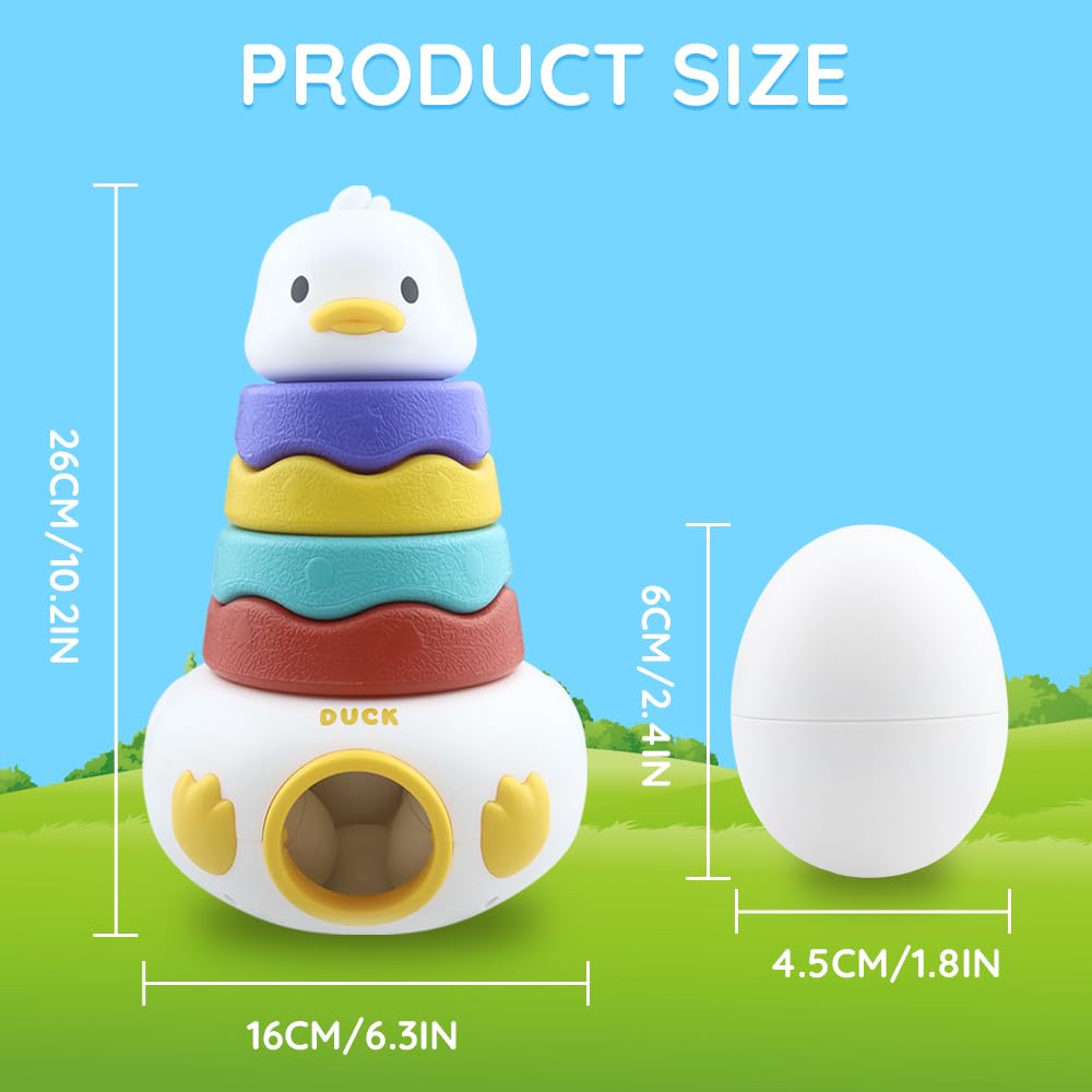 Snapklik.com : Caterbee Stacking Rings Baby Toy, Roly-Poly Baby Egg Toy For Infants And Toddlers ...