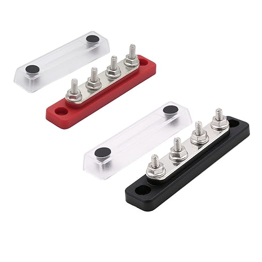 Gloaso 100 Amp Bus Bar 4 x 3/16” Post Power Distribution Blocks with ...