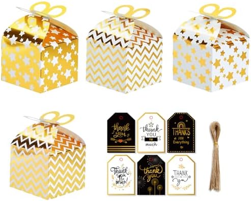 Golden Birthday Party Shower Loot Gift Boxes, 12Pcs Candy Treat Boxes ...