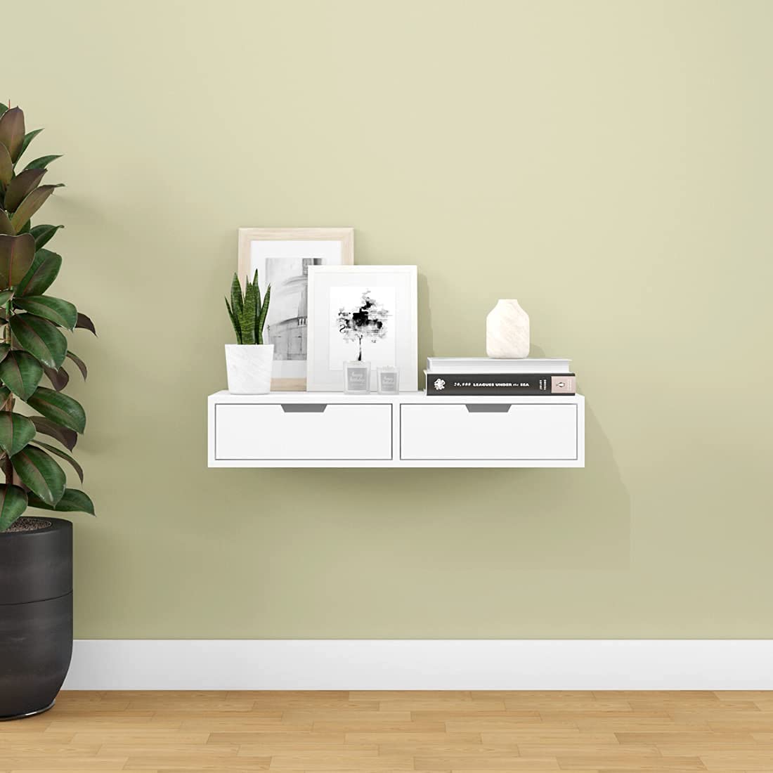 Royal Store Wooden Wall Mount Floating Wall Shelf 2 Tier Wall Shelf ...