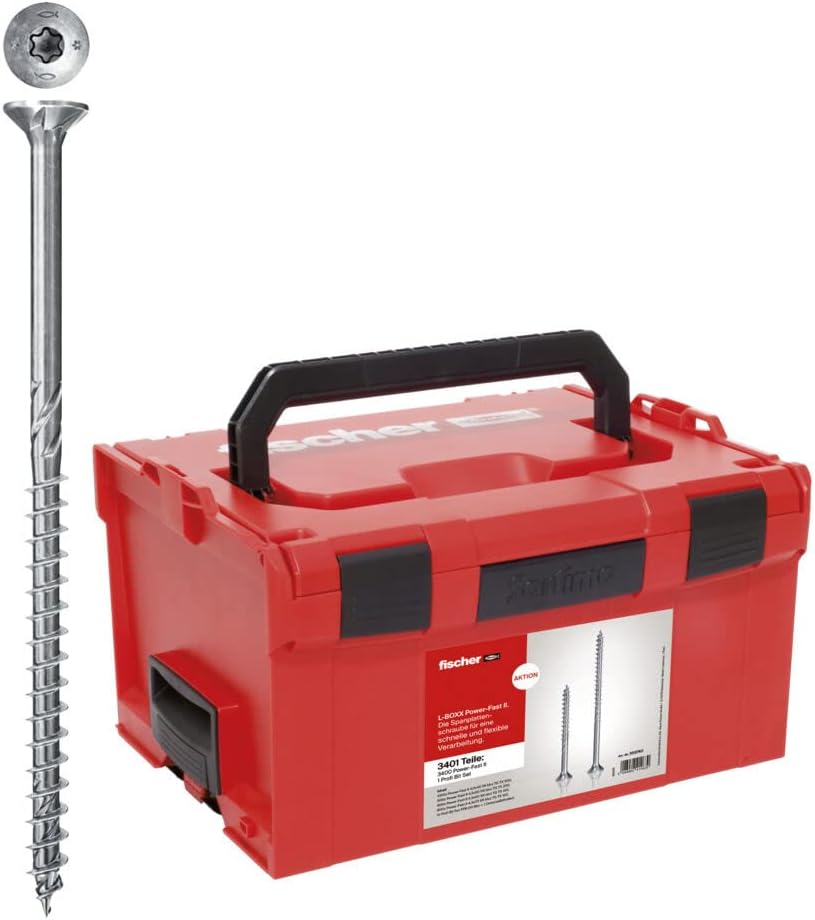 fischer L-Boxx PowerFast II, 3,400 x PowerFast II chipboard screws in ...