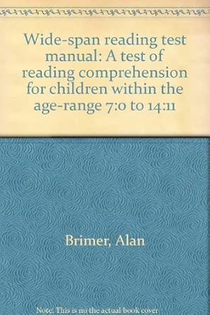 Wide-span reading test manual: A test of reading comprehension for ...
