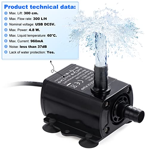 HSEAMALL DC 12V Mini Water Pump,Brushless Submersible Water Pump ...