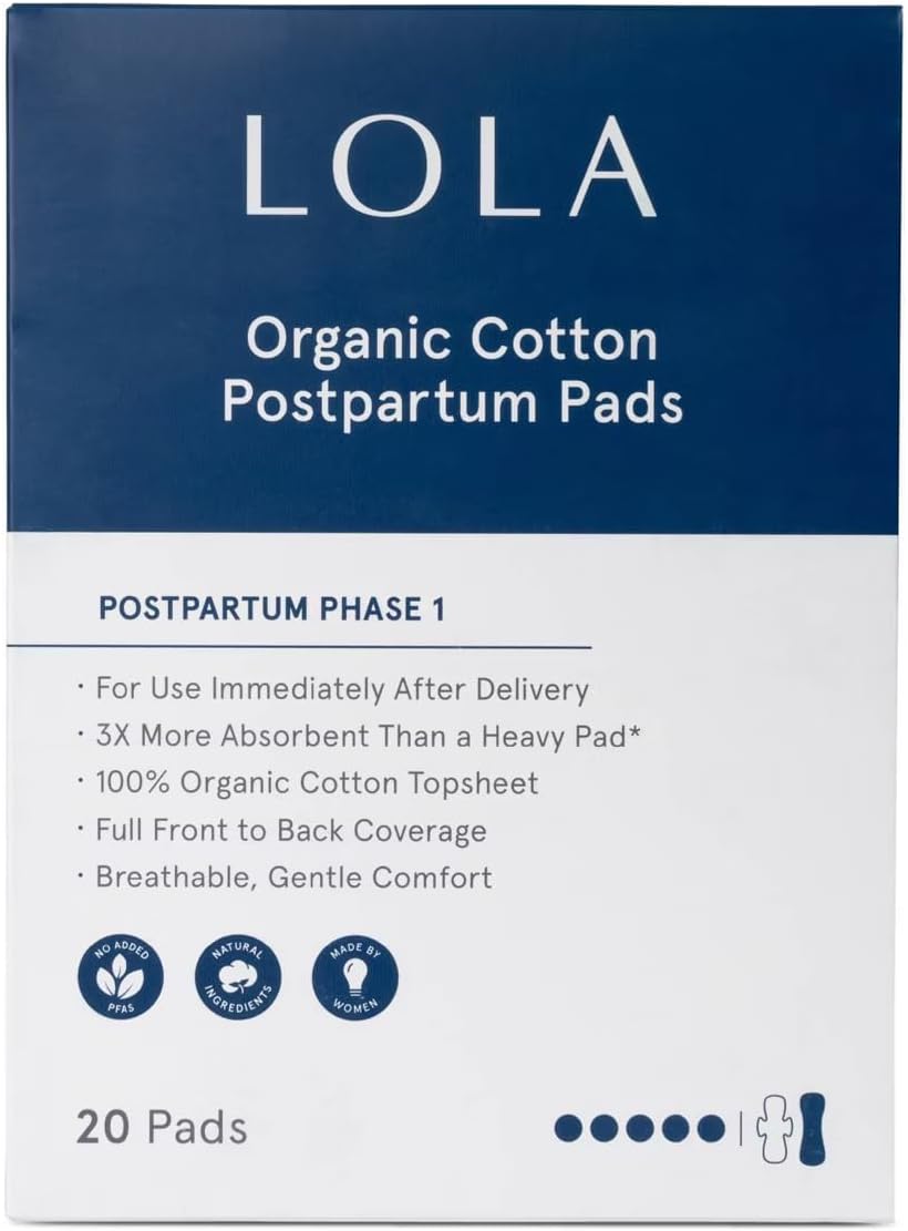 Amazon.com: LOLA Organic Cotton Postpartum Pads - 20 Count, Ultra ...