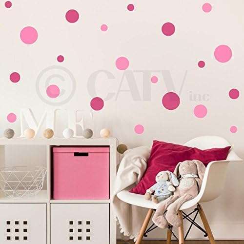 Amazon.com: Set of 130 Pink and Dark Pink Polka Dots Circles Wall Decor ...