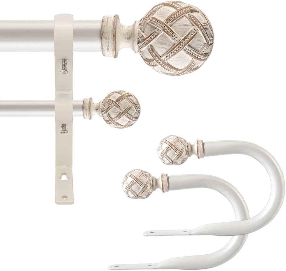 Amazon.com: Urbanest Ball Adjustable Double Drapery Curtain Rod Set, 5/ ...