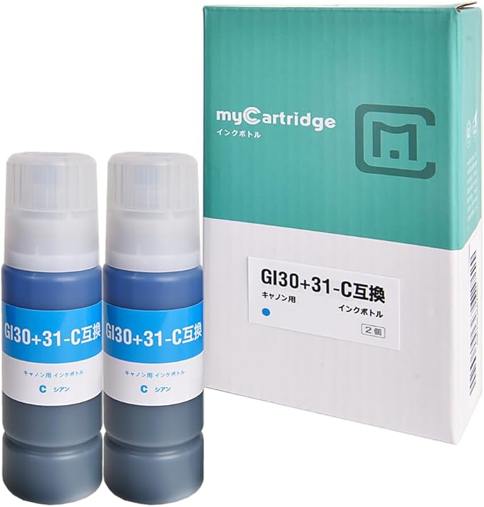 Amazon.co.jp: MC キヤノン 互換 インクボトル GI-30/GI-31 C シアン×2本 染料 共通使用可能 残量検知対応 CANON : パソコン・周辺機器