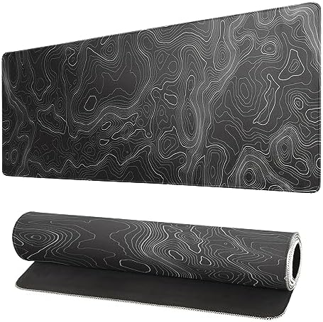 Topographic Contour Extended Big Mouse Pad Abstract Desk Mat 31.5x11.8 ...