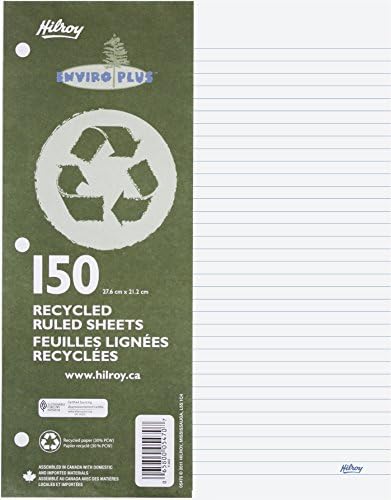 Hilroy Ruled Refill Paper, 3 Hole Punched, 10-7/8 X 8-3/8 Inches, 150 ...