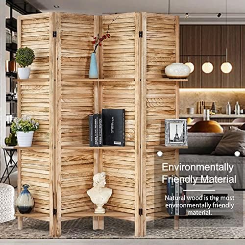 Amazon.com: MoNiBloom 4-Panel Shoji Screen Room Divider, 5.9 ft Wood ...
