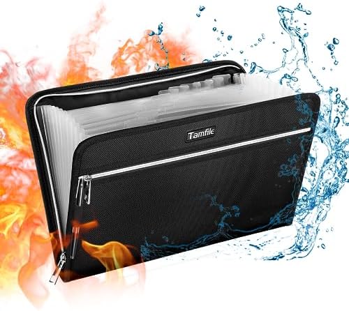 A4 Fireproof Safe Document Bag with 13 Pockets, Fire and Water ...
