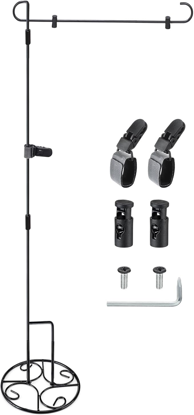 Amazon.com : Sunnychicc 2 Pcs Garden Flag Stand with Base Above Ground ...