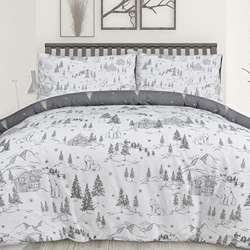 Sleepdown Polar Bears Winter Scene Snowflake White Grey Reversible ...