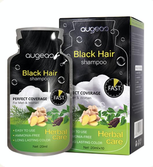 Amazon.com : AUGEAS Black Hair Magic Hair color shampoo (20ml ...
