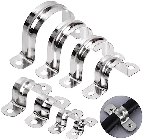 Glarks 50Pcs M8 Pipe Strap Clamp, 304 Stainless Steel 2 Hole Strap ...