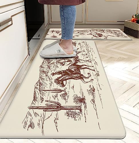 Amazon.com: Kitchen Rug Set Western Country Theme of American Wild West ...