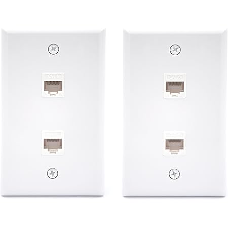 1 paquete de placa de pared Ethernet Cat6 de 2 puertos RJ45 de red ...