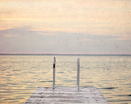 Amazon.com: Rustic Pink Dock Sunset Picture, Lake House Decor, 8x8 to ...