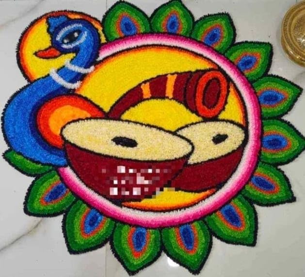 Buy Reusable Rangoli Mat, 3ft x 3ft, Fur Wool Front with Canvas Back ...