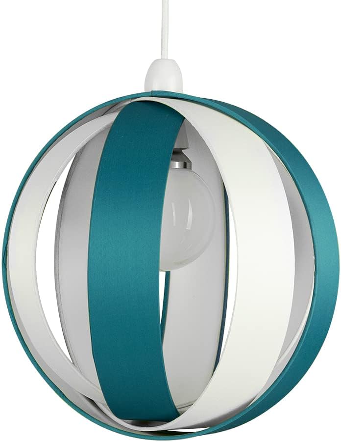 MiniSun | Modern Turquoise/Teal and Cream Fabric Cocoon Style Ceiling ...