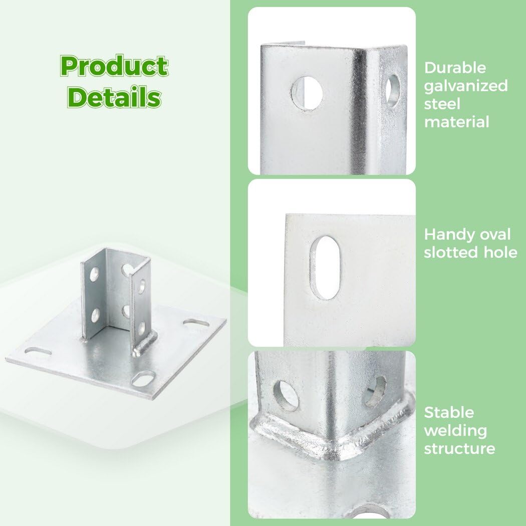 Snapklik.com : 4Pcs Post Bases, 4 Slotted Hole Strut Channel Post ...