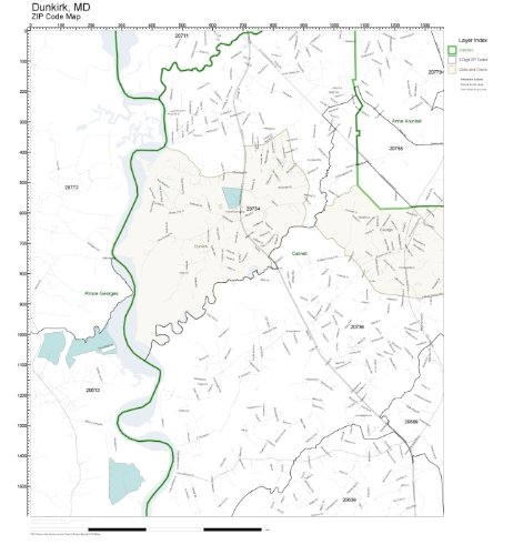 ZIP Code Wall Map of Dunkirk, MD ZIP Code Map Laminated: Amazon.com ...