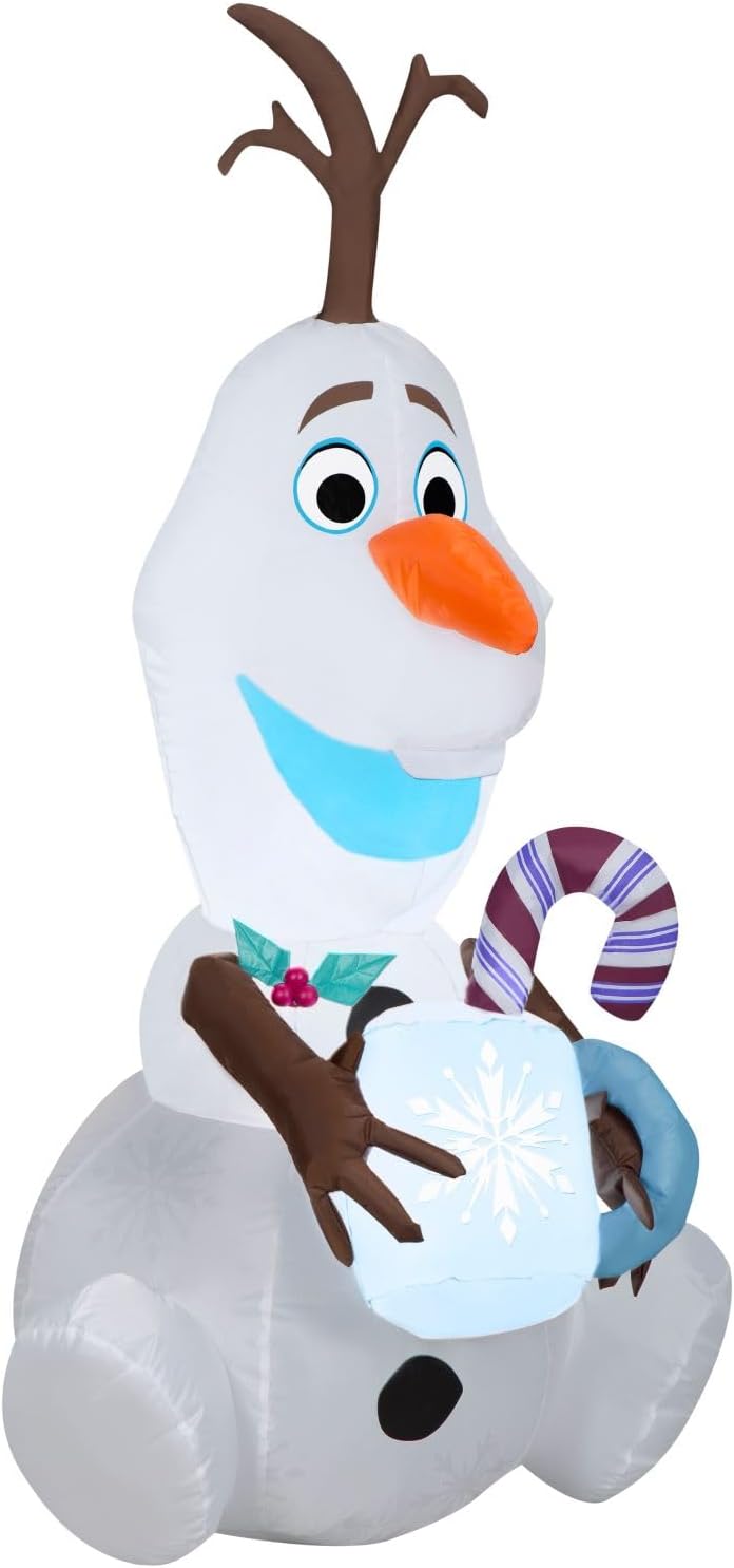 Gemmy 4 Ft Airblown Inflatable Frozen Olaf Holding Hot Cocoa Disney ...