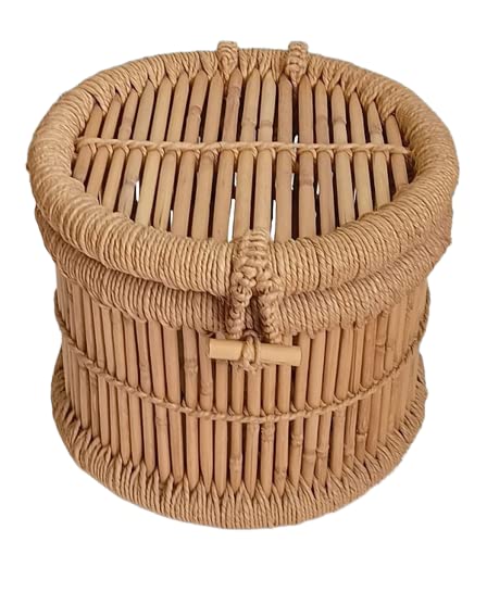 SS Indian Handicrafts Natural Iron With Pampus & Jute Rope Basket Mudha ...