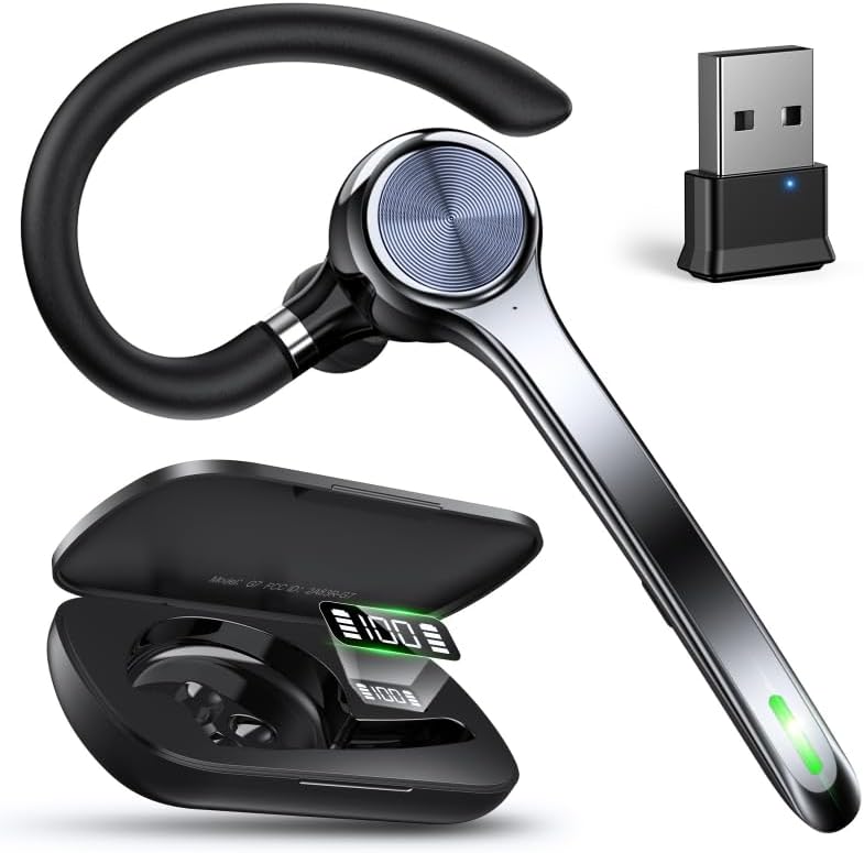Bluetooth Headset, Wireless Earpiece with Upgrade Noise Canceling Mic ...