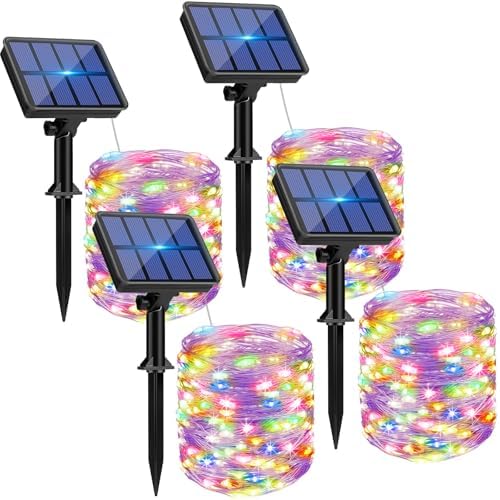 btfarm 4 Pack Solar String Lights Outdoor, Toltal 320LED 132FT Solar ...