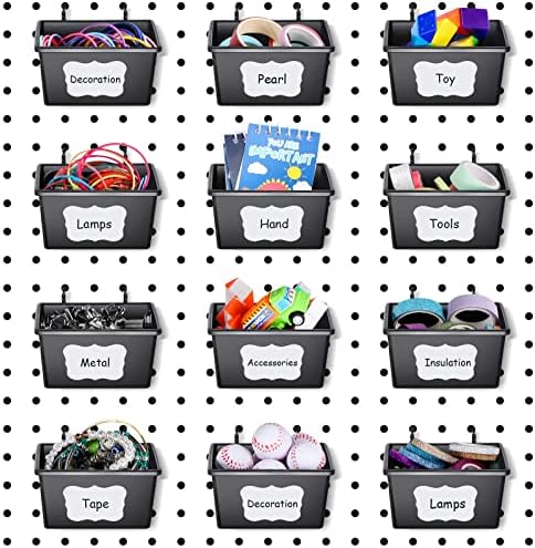 Amazon.com: Tatuo Pegboard Bins with Hooks and Labels Pegboard ...